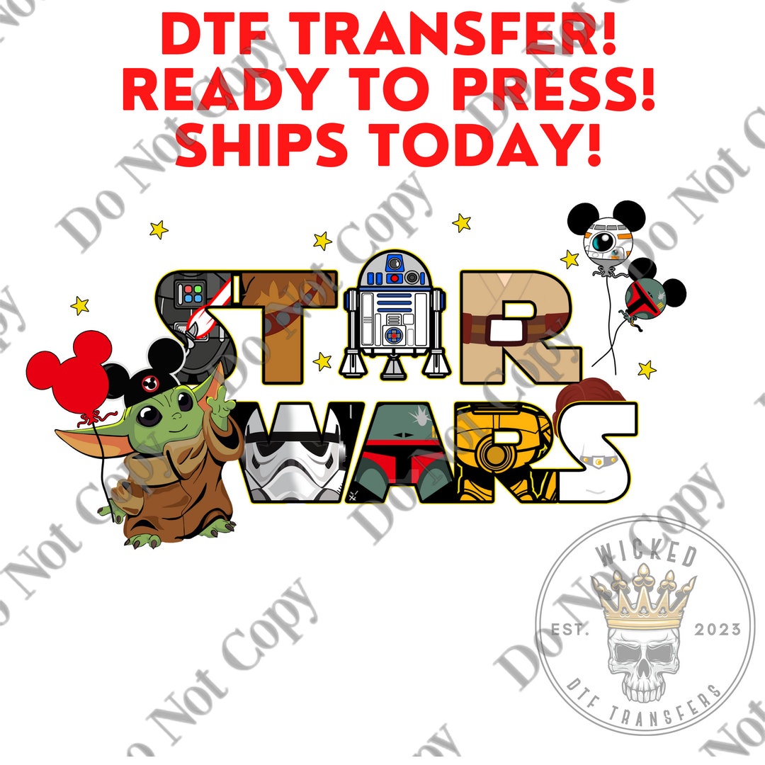 Ready to Press Disney Star Wars Cold Peel DTF Transfers, Disney DTF ...