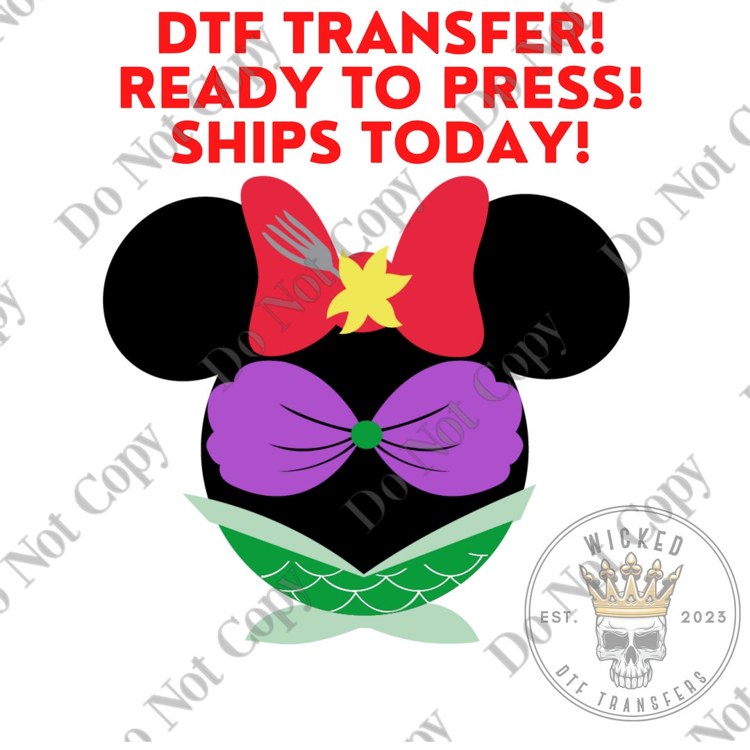 Disney Little Mermaid Dtf Transfer Print, Disney Dtf Ready to Press ...