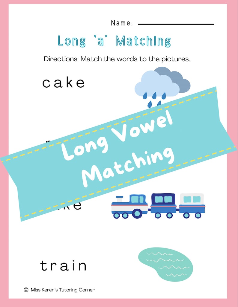 Long Vowels Matching Worksheets (10 Worksheets) - Etsy