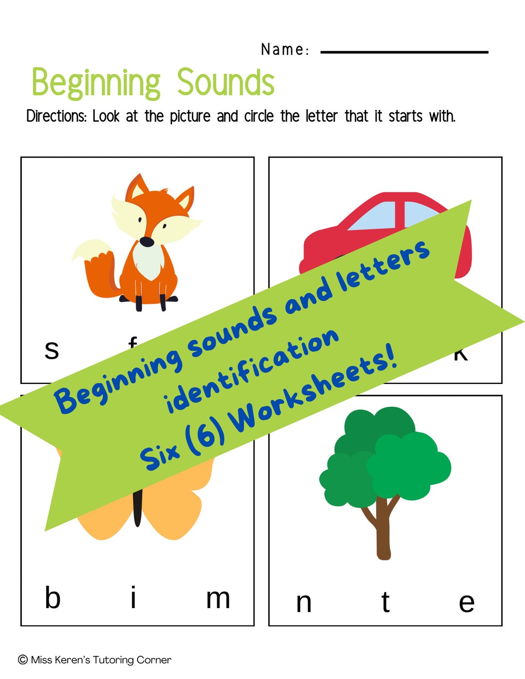 Beginning Sounds and Letters Worksheet - Etsy