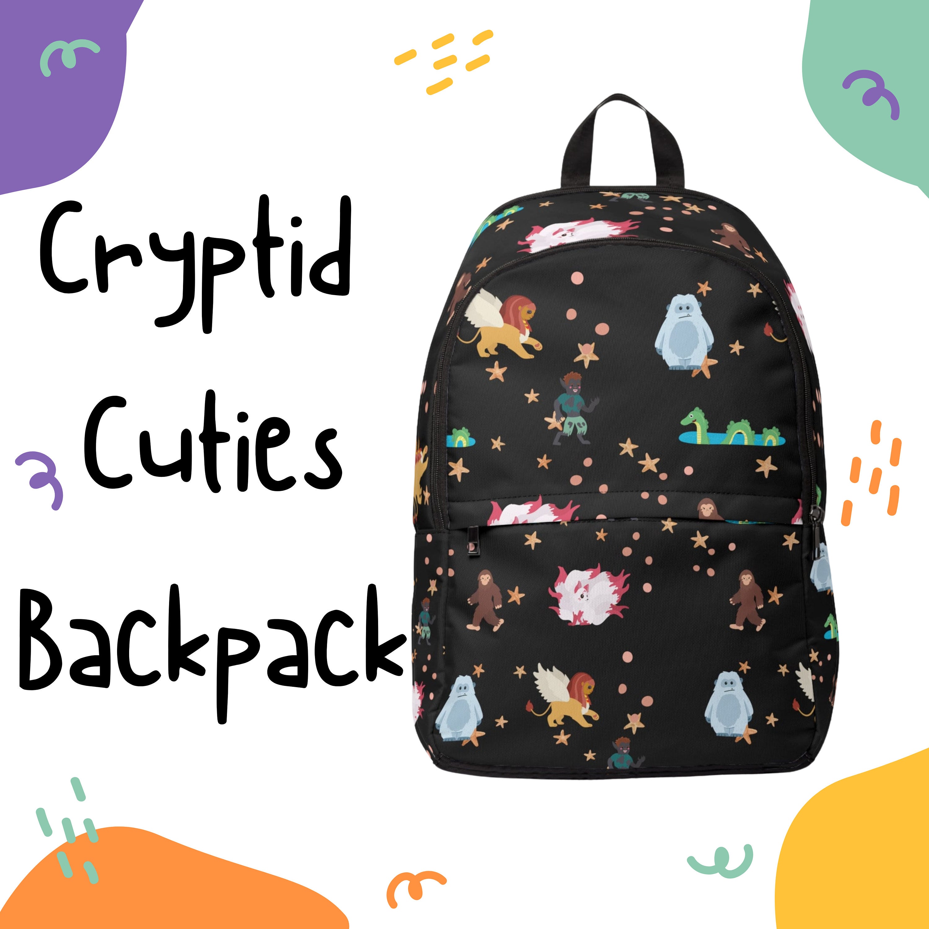 Cryptid Cuties Fabric Backpack - Chibi-style Monster Design - Gift for ...
