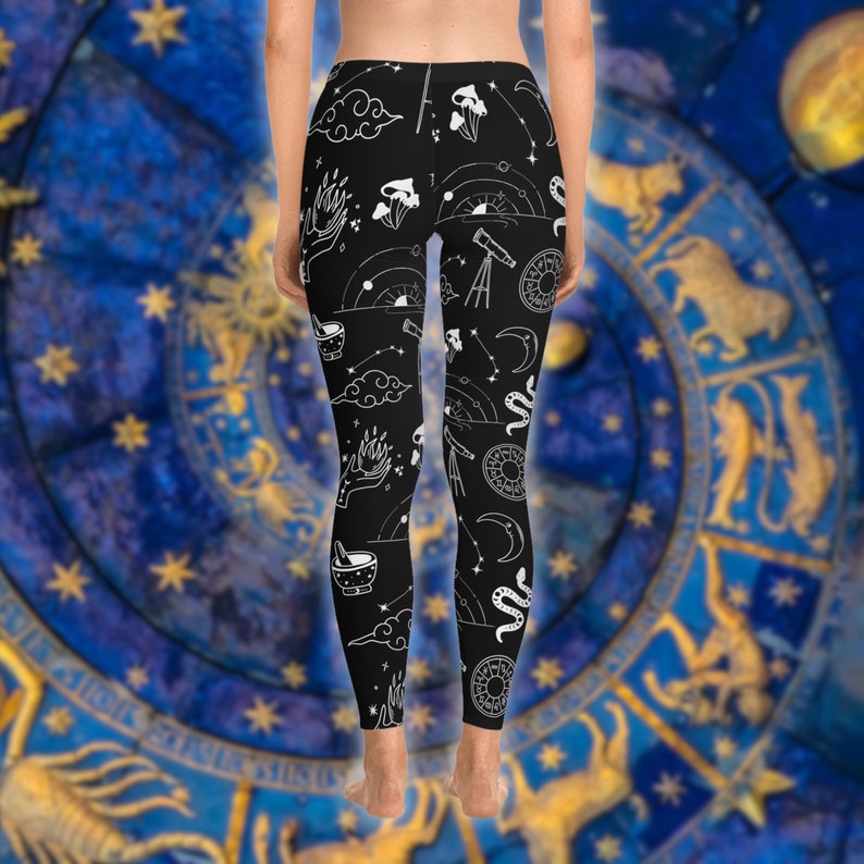 Cosmic Witch Stretchy Leggings - Celestial Print Activewear - Witchy ...