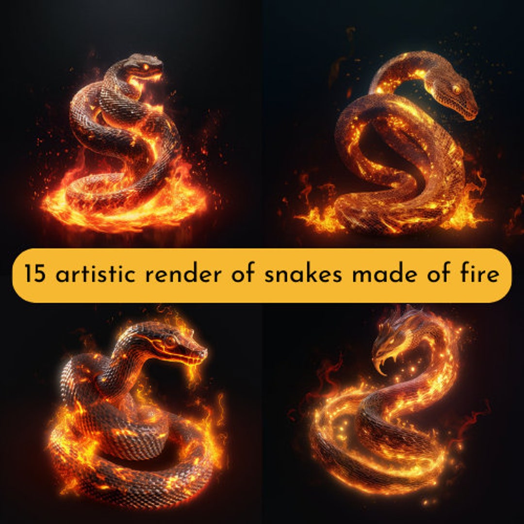 15 Artistic Render of Snakes Made of Fire Digital Download - Etsy