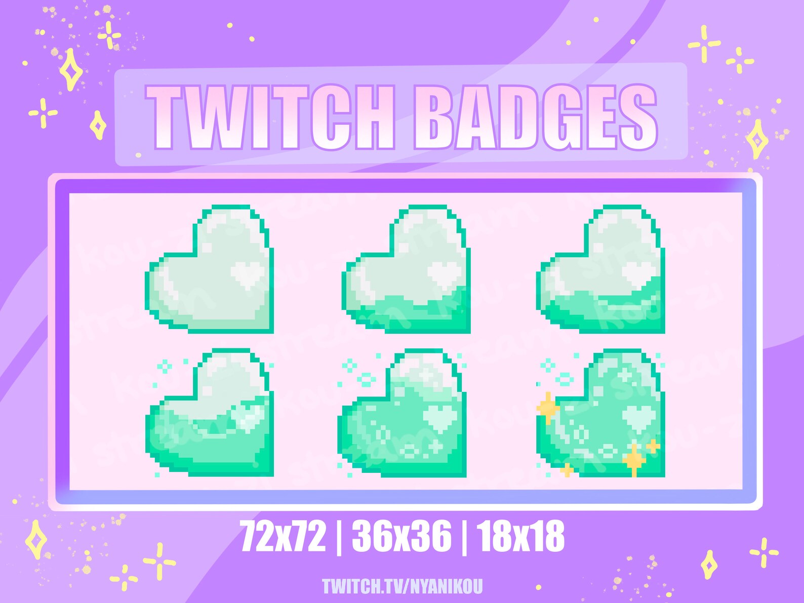 Twitch Sub Badges Bit Badges Emote Cute Heart Bottle Badges Stream ...