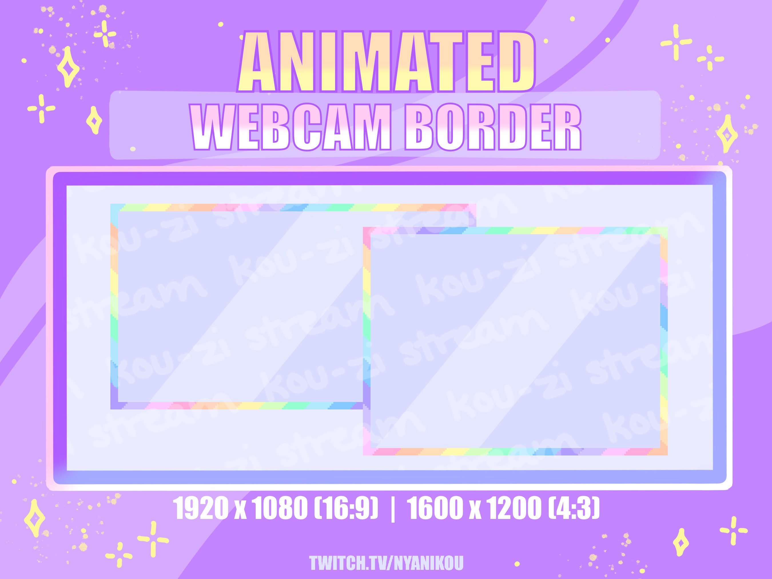 Animated Pastel Rainbow Webcam Border: Kawaii Stream Overlay (digital ...