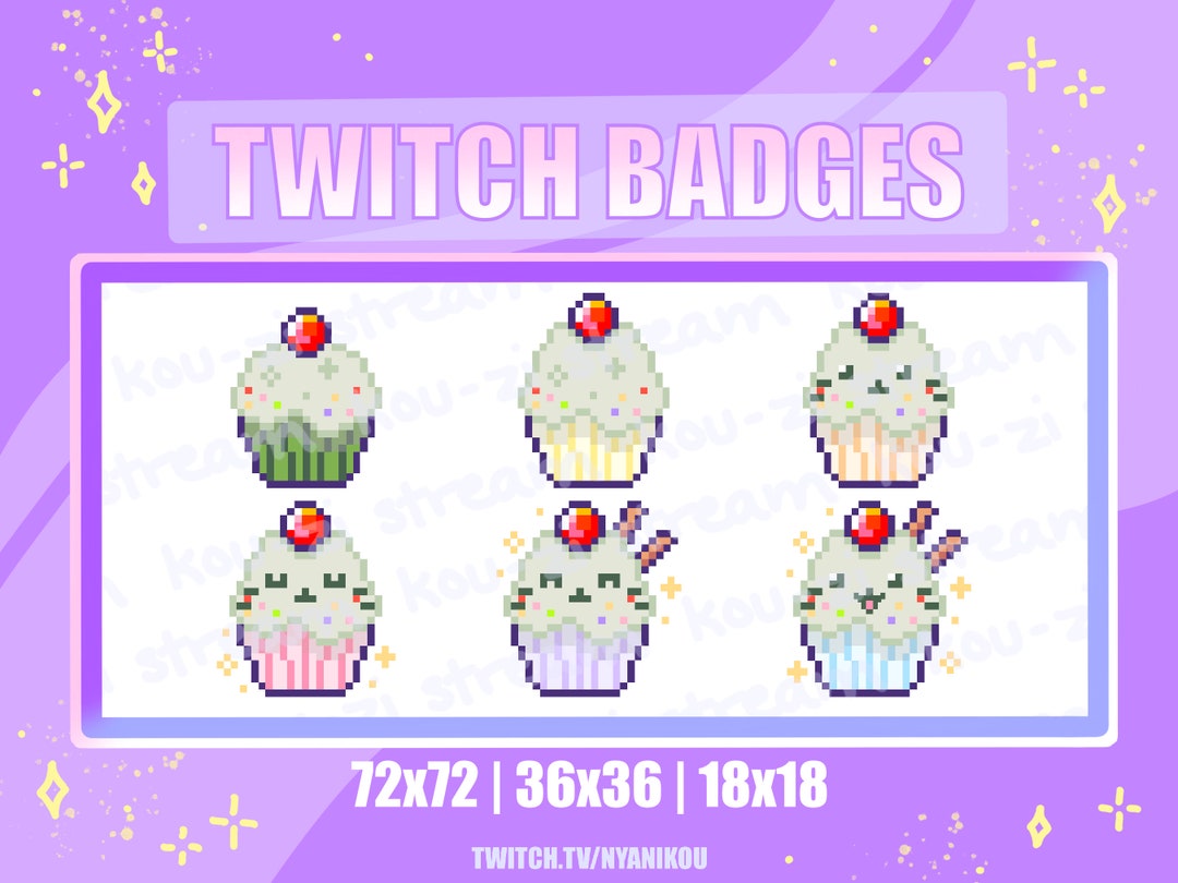 Cute Matcha Cupcake Cat Twitch Badges – Stream Assets (digital Download ...