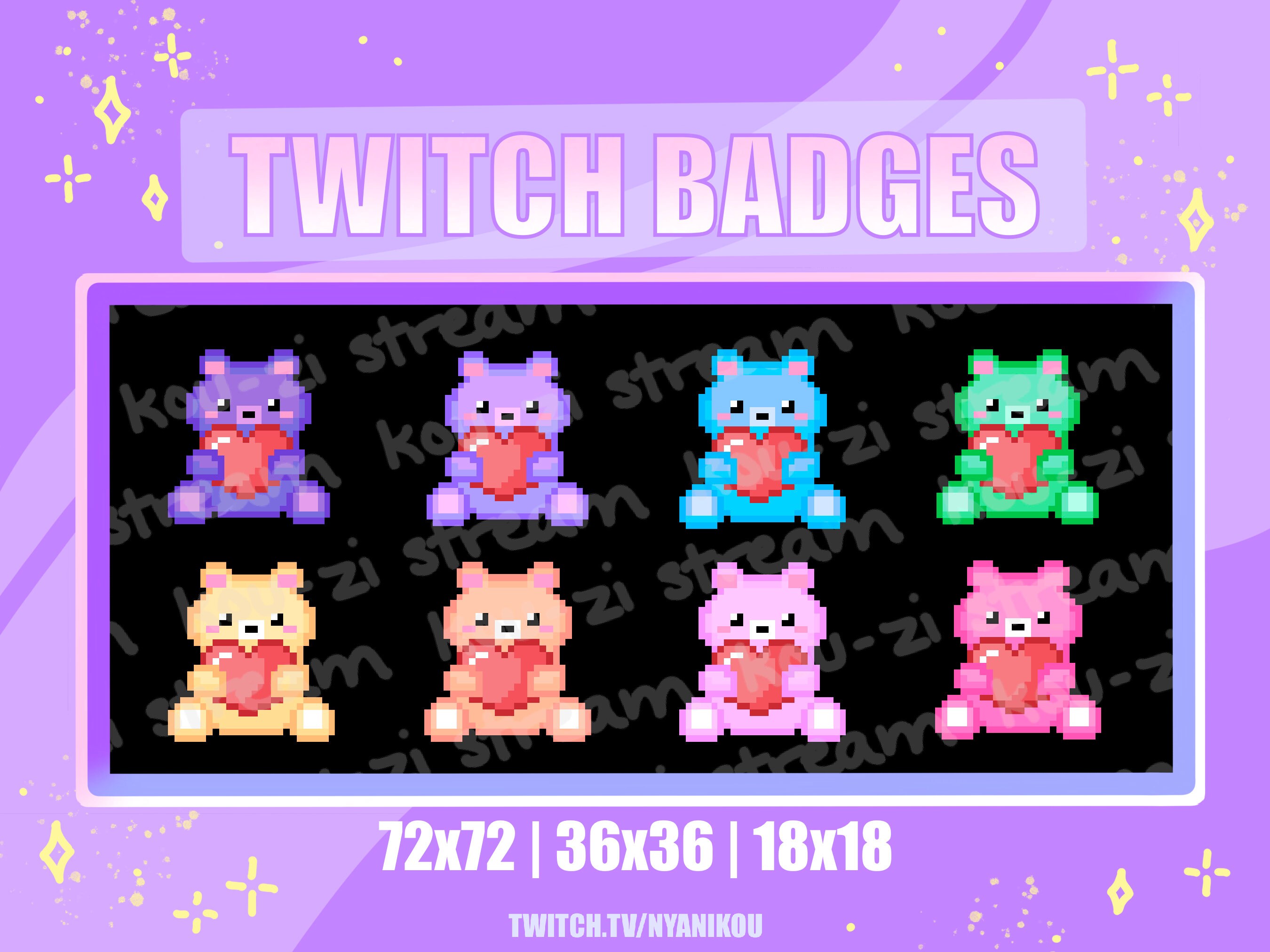 Cute Teddy Bear Twitch Sub Badges – Kawaii Stream Assets (digital ...