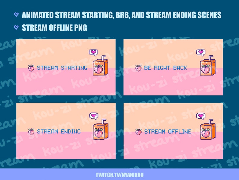 Animated Peach Lofi Fruit Twitch Overlays and Scenes Pastel Stream ...