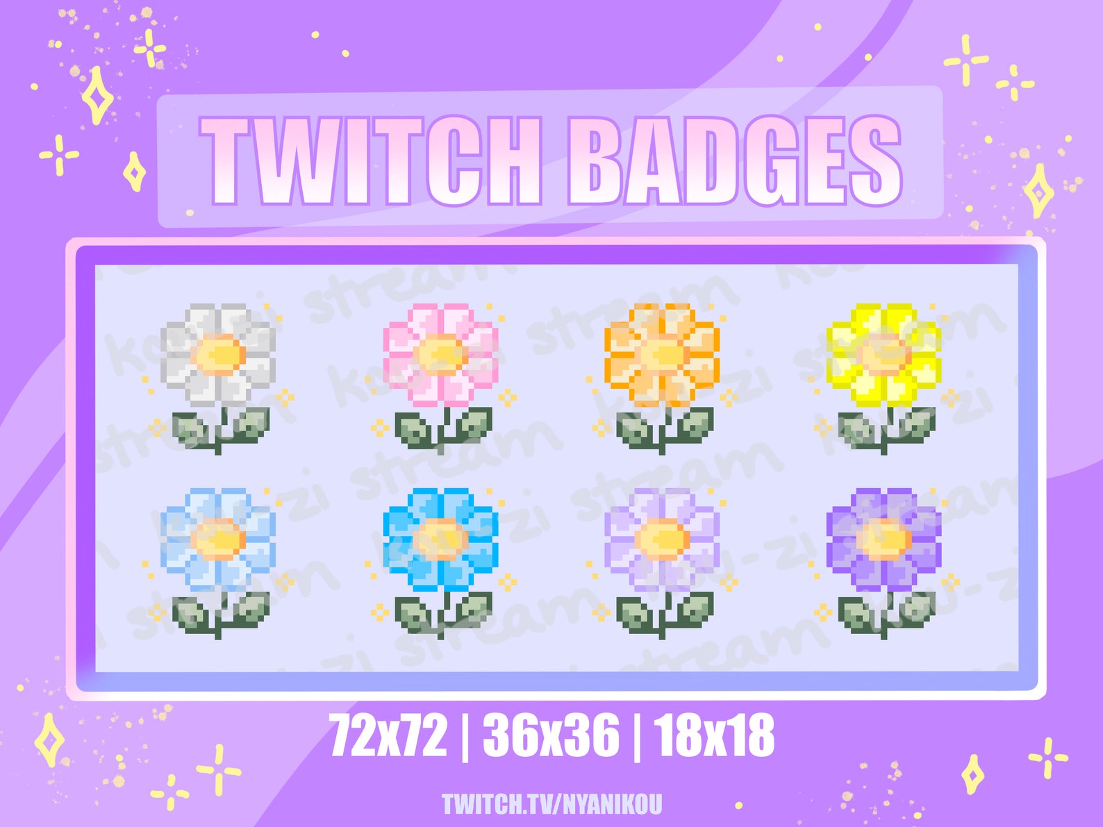 Cute Daisy Twitch Sub Badges – Kawaii Flower Stream Assets (digital ...