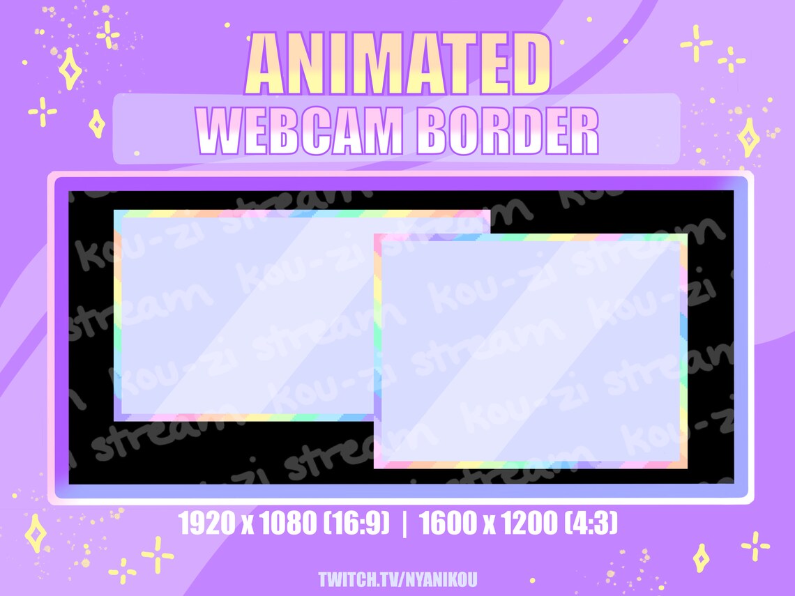 Animated Pastel Rainbow Webcam Border: Kawaii Stream Overlay (digital ...