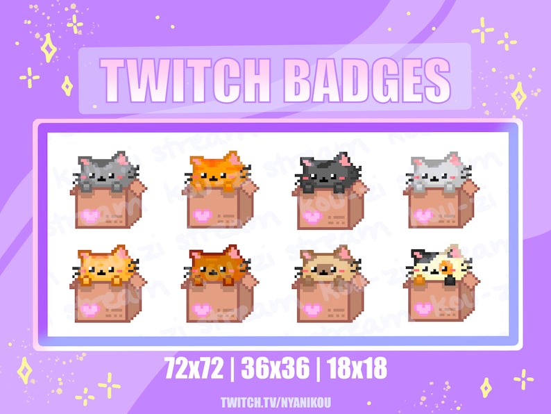 Cute Cat Twitch Sub Badges – Kawaii Stream Assets (digital Download) - Etsy