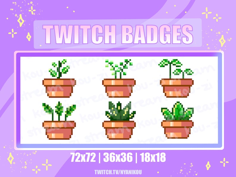 Twitch Sub Badges Bit Badges Emote Cute Potted Plant Badges Stream ...