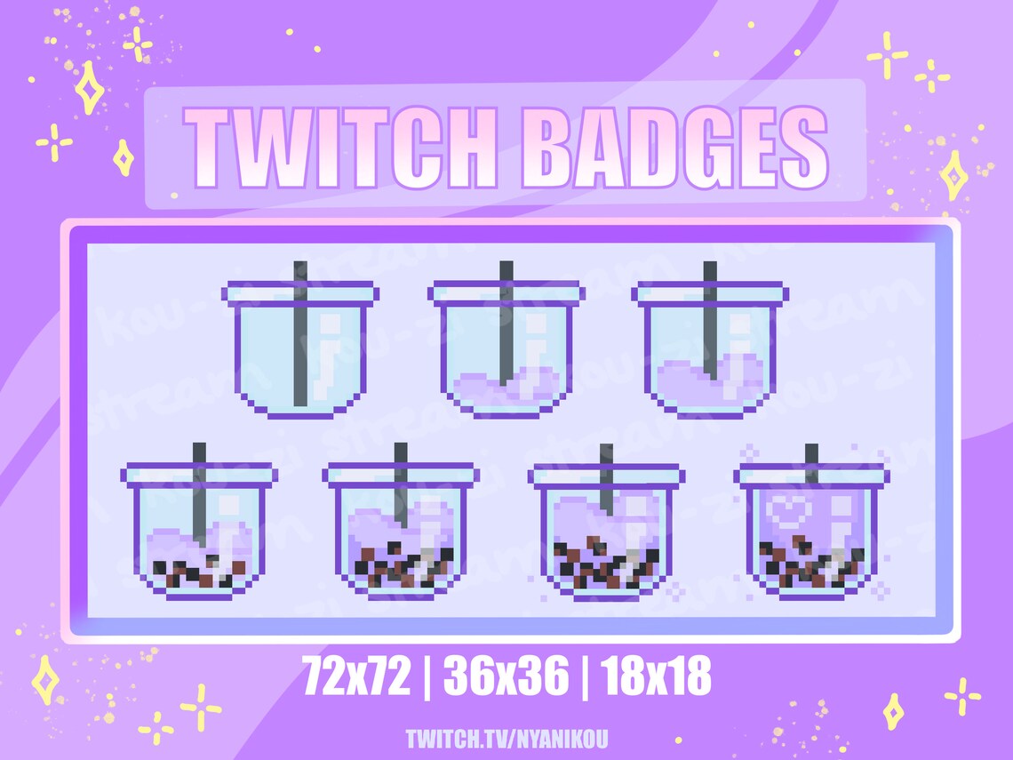 Twitch Sub Badges Bit Badges Emote Cute Taro Boba Milk Tea Badges ...