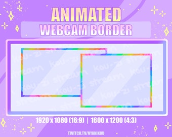 Animated Pastel Rainbow Webcam Border: Kawaii Stream Overlay (digital ...