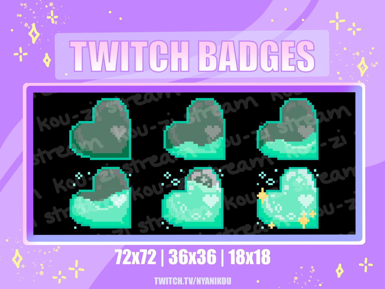 Twitch Sub Badges Bit Badges Emote Cute Heart Bottle Badges Stream ...