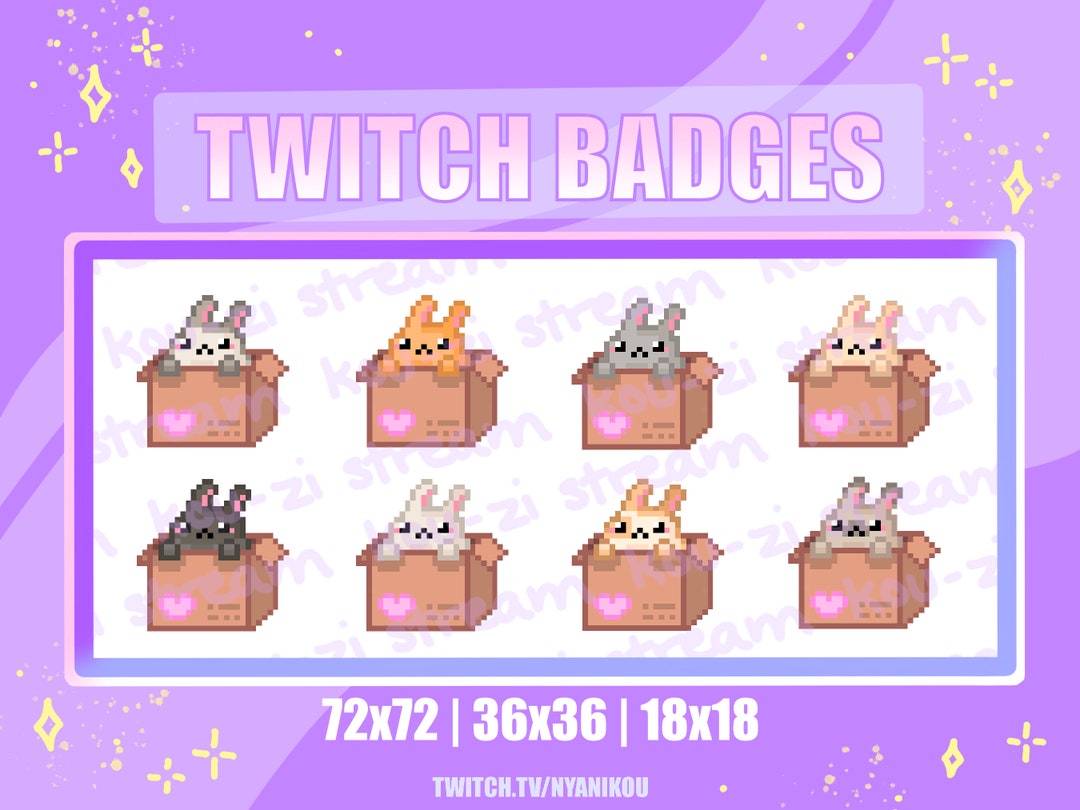 Twitch Sub Badges Bit Badge Emote Cute Bunny Badges Stream Assets ...