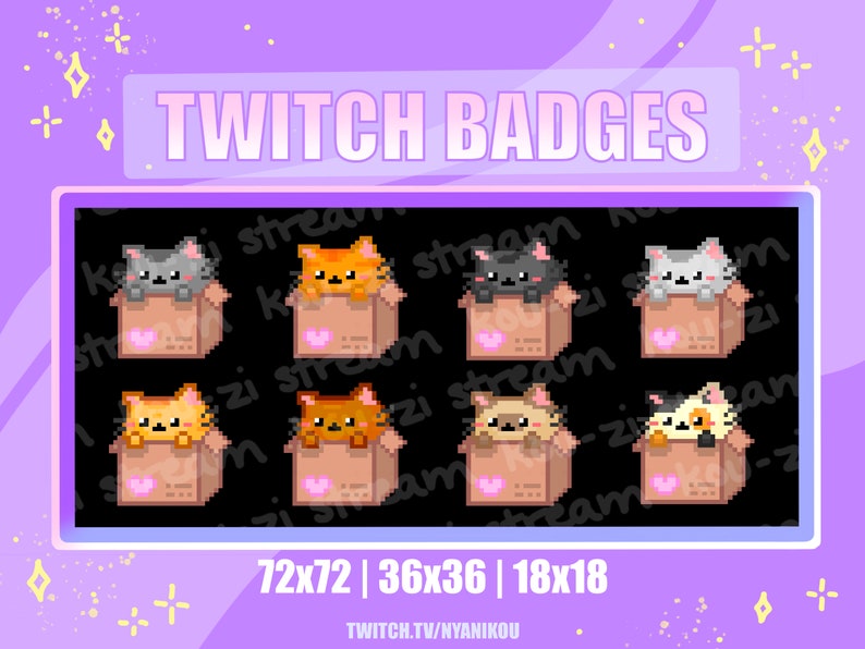 Cute Cat Twitch Sub Badges – Kawaii Stream Assets (digital Download) - Etsy