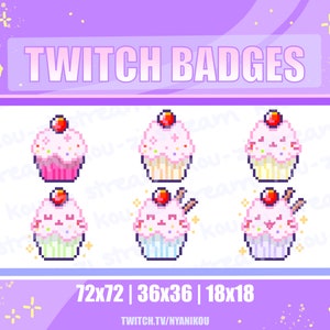 Cute Cat Cupcake Twitch Badges – Pink Kawaii Stream Assets (digital ...