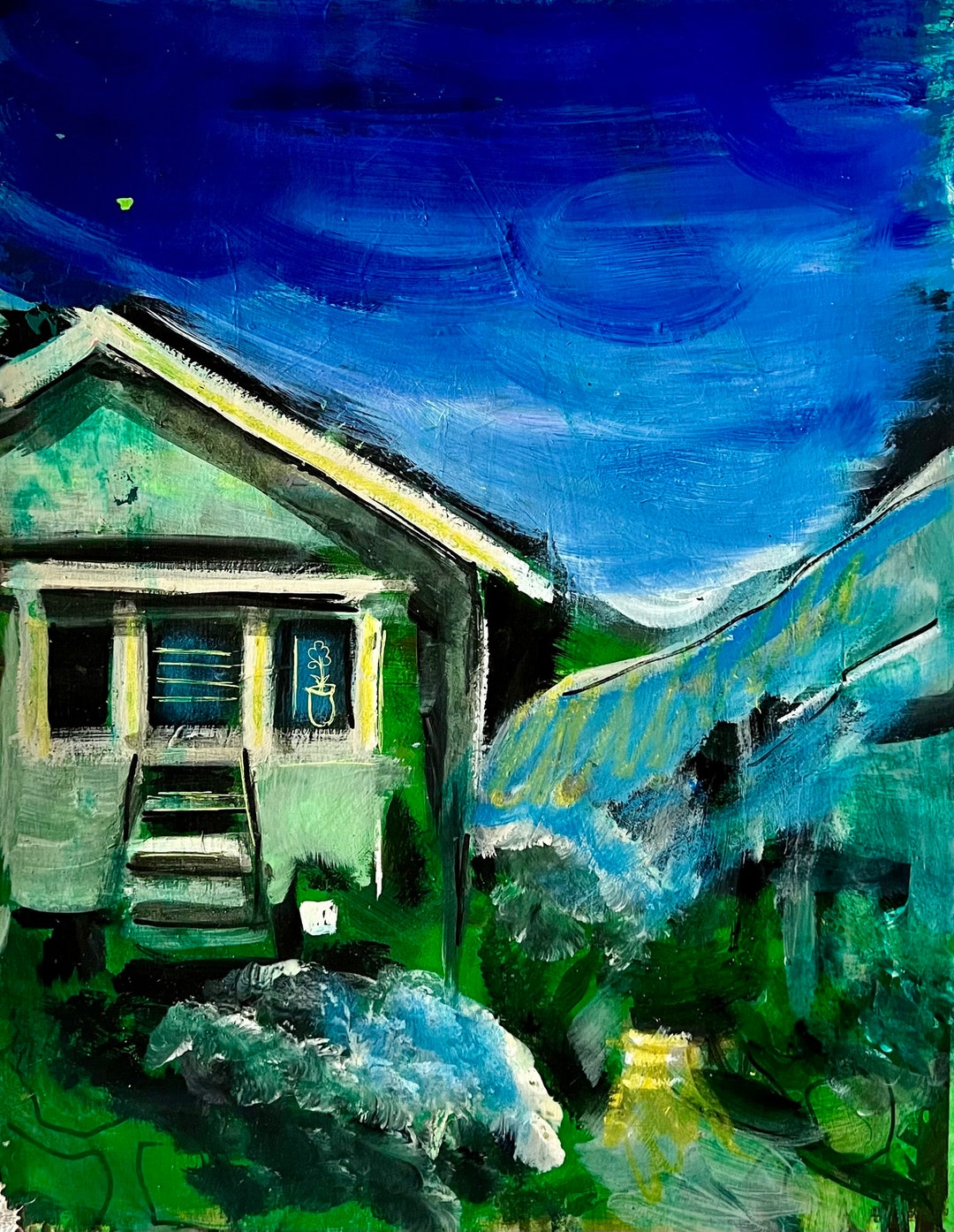 Tiny Window Flower, Original Painting of Tropical Hawaiian Scene PC533 ...