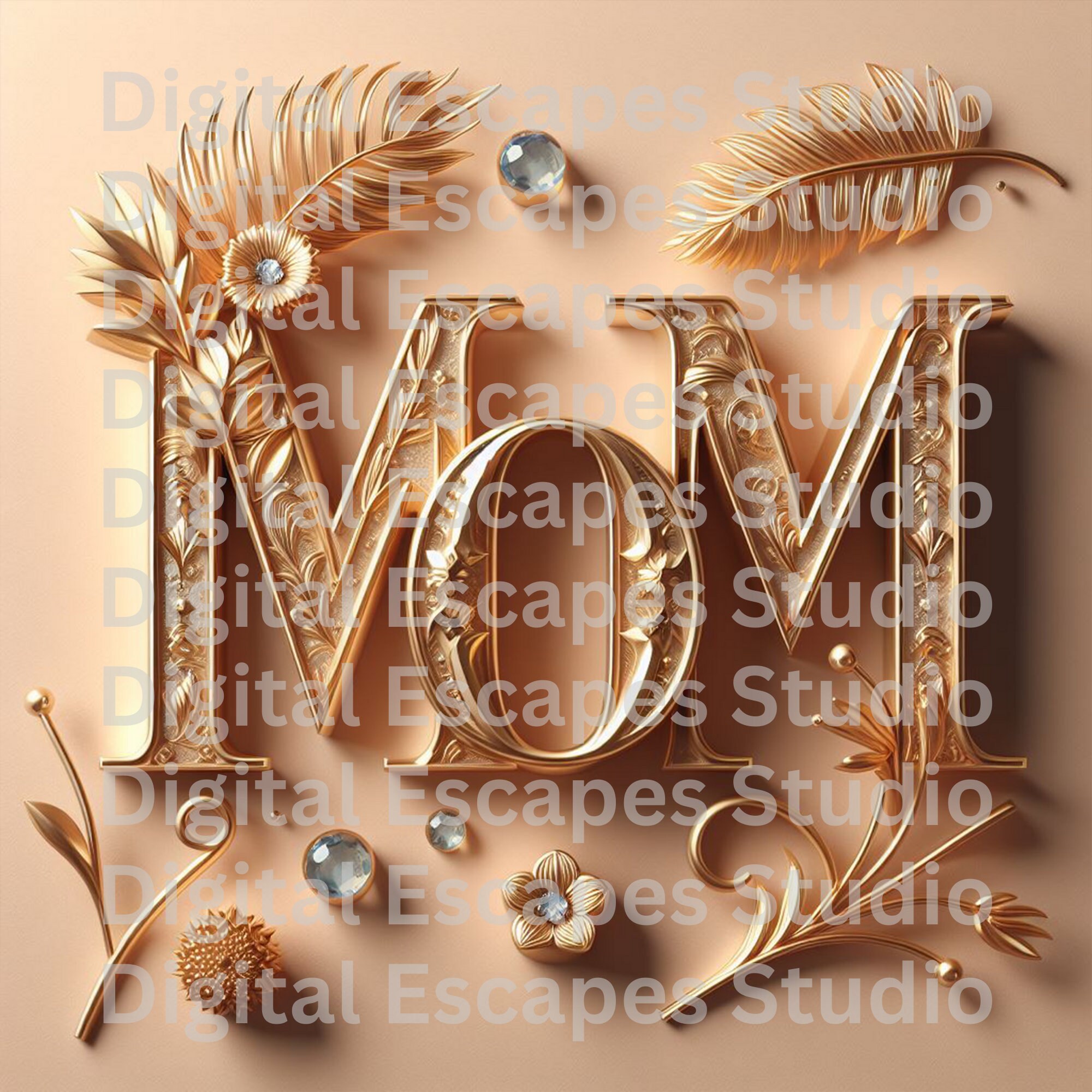 Elegant MOM 3D Gold Letters PNG - High-quality, Luxury Craft Graphics ...