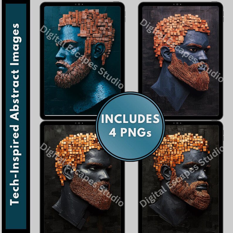 Modern AI Art Bundle – Striking, Tech-inspired Abstract Portraits ...