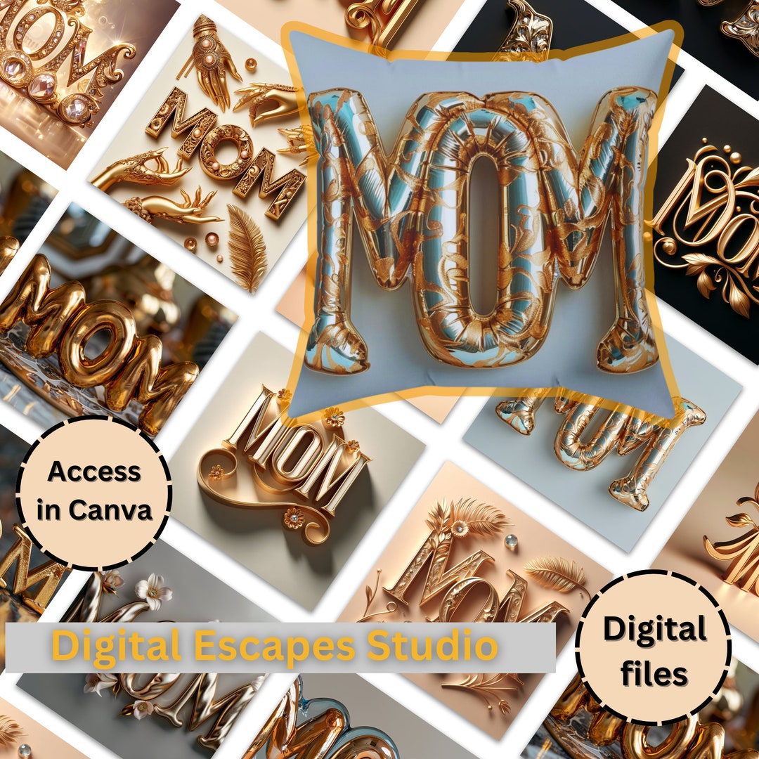 Elegant MOM 3D Gold Letters PNG - High-quality, Luxury Craft Graphics ...