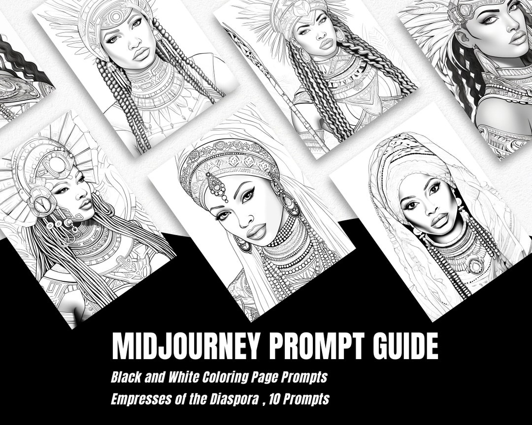 Afrocentric Empress Coloring Pages: Midjourney AI Prompt Ebook - Etsy