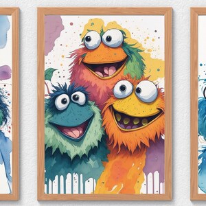 Set of 3 Muppet Prints, Cartoon Prints, Wall Decor, Boy and Girl ...