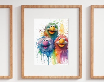 Set of 3 Muppet Prints, Cartoon Prints, Wall Decor, Boy and Girl ...
