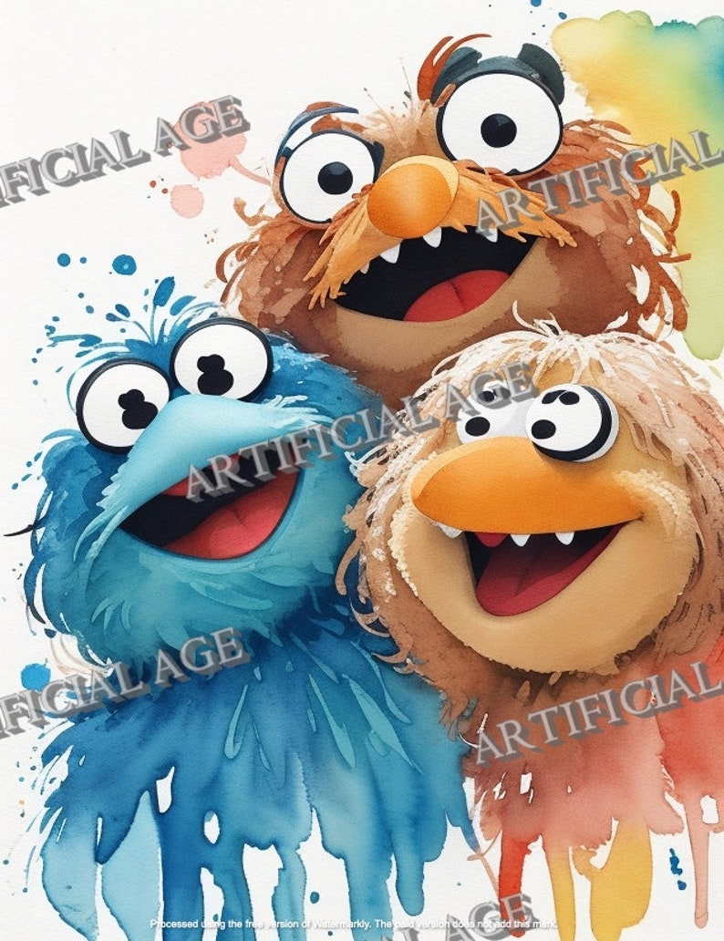 Set of 3 Muppet Prints, Cartoon Prints, Wall Decor, Boy and Girl ...