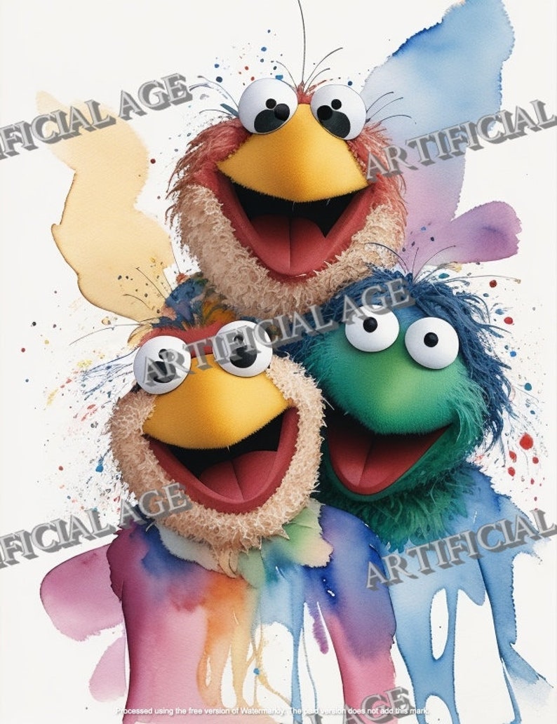 Set of 3 Muppet Prints, Cartoon Prints, Wall Decor, Boy and Girl ...