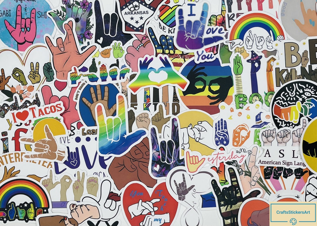 ASL, Sign Language Stickers, Vinyl Stickers, 10-50 Pcs Random Pack ...