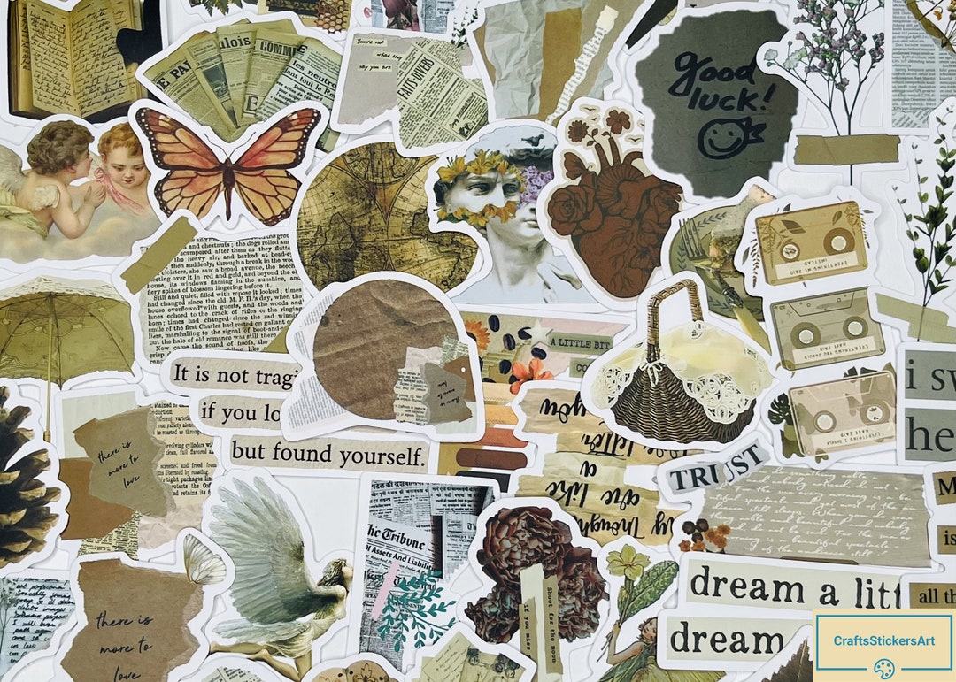 Retro Cottage Core Vintage STICKER PACK, Aesthetic Stickers, Art ...
