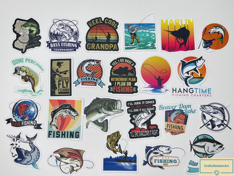 Fishing Stickers: Waterproof Vinyl Decals, Laptop Stickers (10-50 Pcs ...