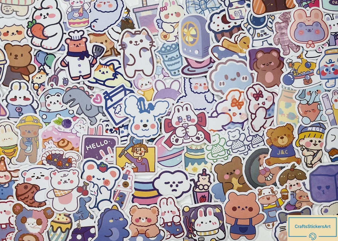 30-90 Pcs Cute Bear Bunny Animal Mix Stickers, Kawaii Sticker Laptop ...