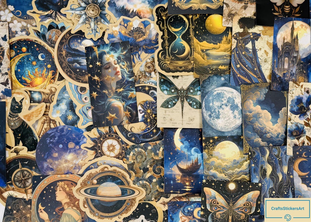 Celestial Stickers Pack – Moon & Stars Aesthetic Vinyl Decals ...