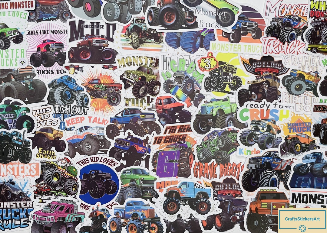 Monster Truck Stickers, Vinyl Stickers, 10-50 Pcs Random Pack, FREE ...
