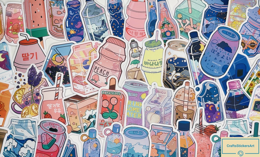 AESTHETIC Drink Korean and Japanese Style Sticker, Japanese & Korean ...