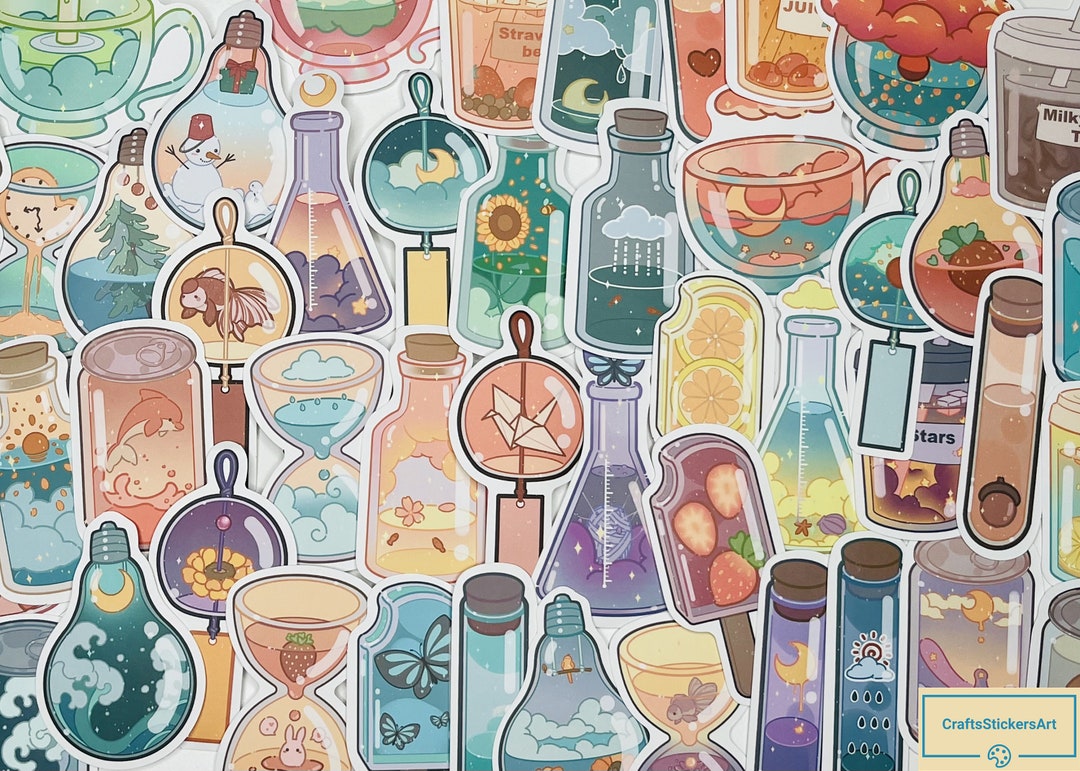 Cute AESTHETIC Drink Sticker, Japanese & Korean Style Pack, Floral ...
