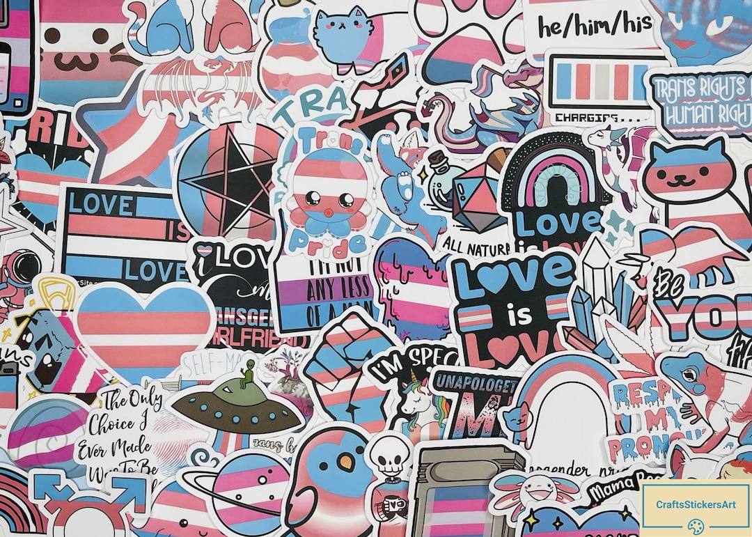 TRANSGENDER Stickers, Trans Flag, Rainbow, Pride, Vinyl Stickers, 10-50 ...
