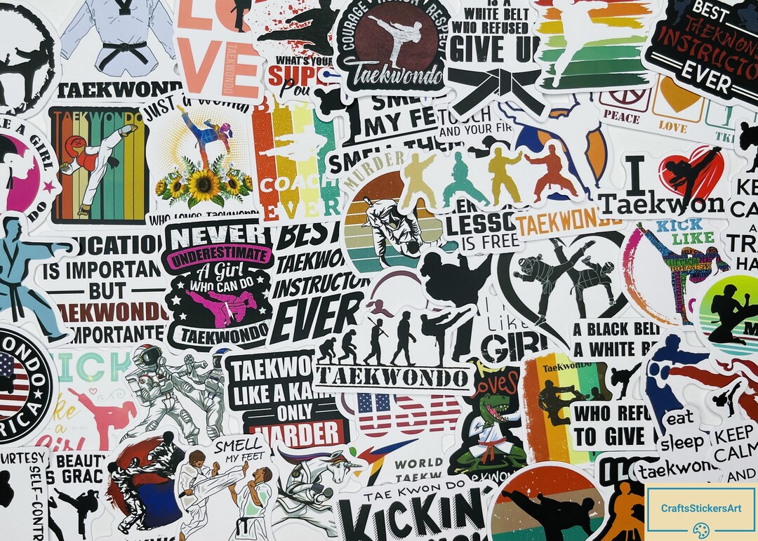Taekwondo Stickers: Black Belt, Karate, MMA - Waterproof Vinyl (10-50 ...