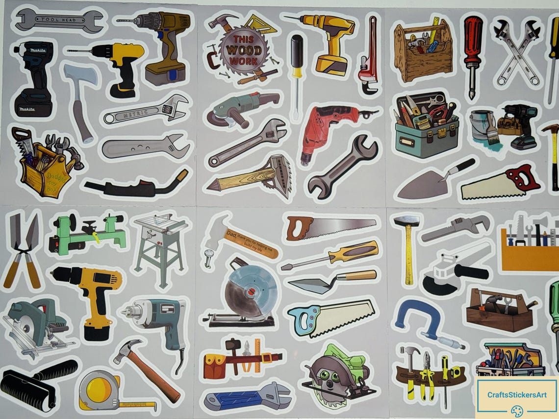 Tool & Woodworking Stickers Pack – Workshop Vinyl Decals – Waterproof ...