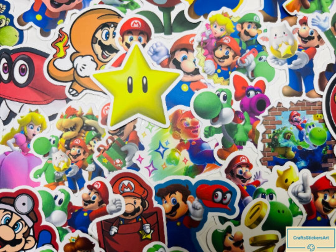 MARIO Mix Stickers, Kawaii Sticker, 10-50 Pcs Laptop Stickers, Kids ...