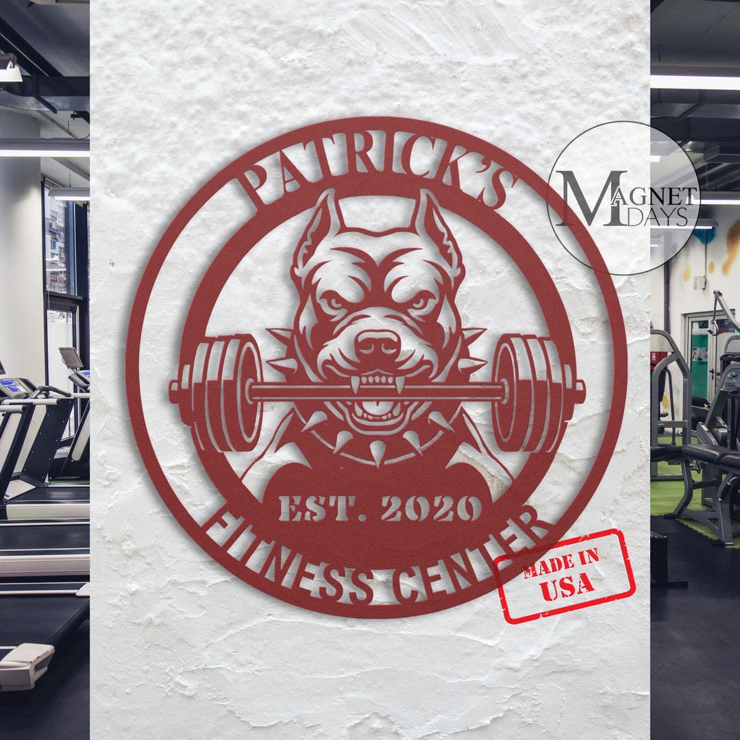 Dumbbell Gym Monogram Personalized Home Gym Sign Custom Metal Sign Home ...