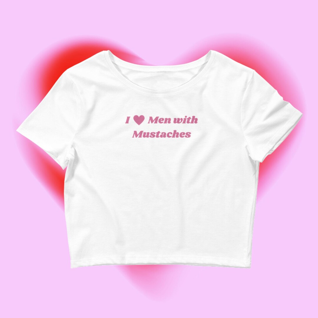 Y2K I Heart Men With Mustaches Baby Tee Funny T Shirts - Etsy