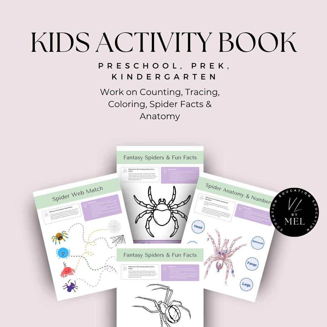 Kids Spider Activity Pages-homeschool Printable- Preschool Activity ...
