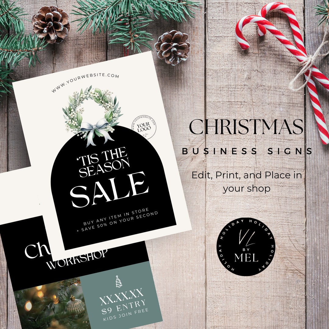 Business Signs for Christmas, Business Holiday Hours, Sale Sign, Gift ...