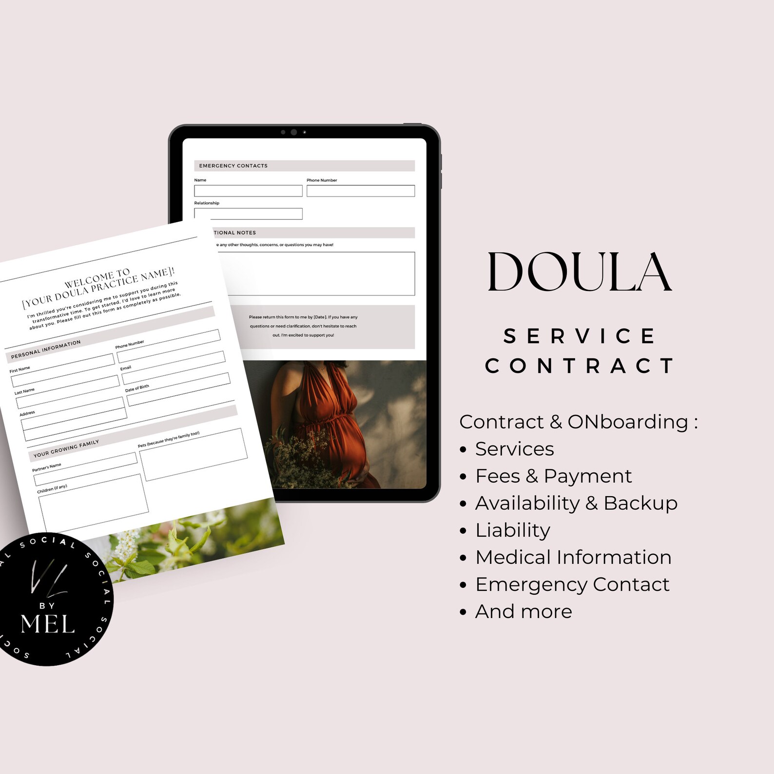 Postpartum Doula Contract, Canva Doula Templates, Editable Doula ...