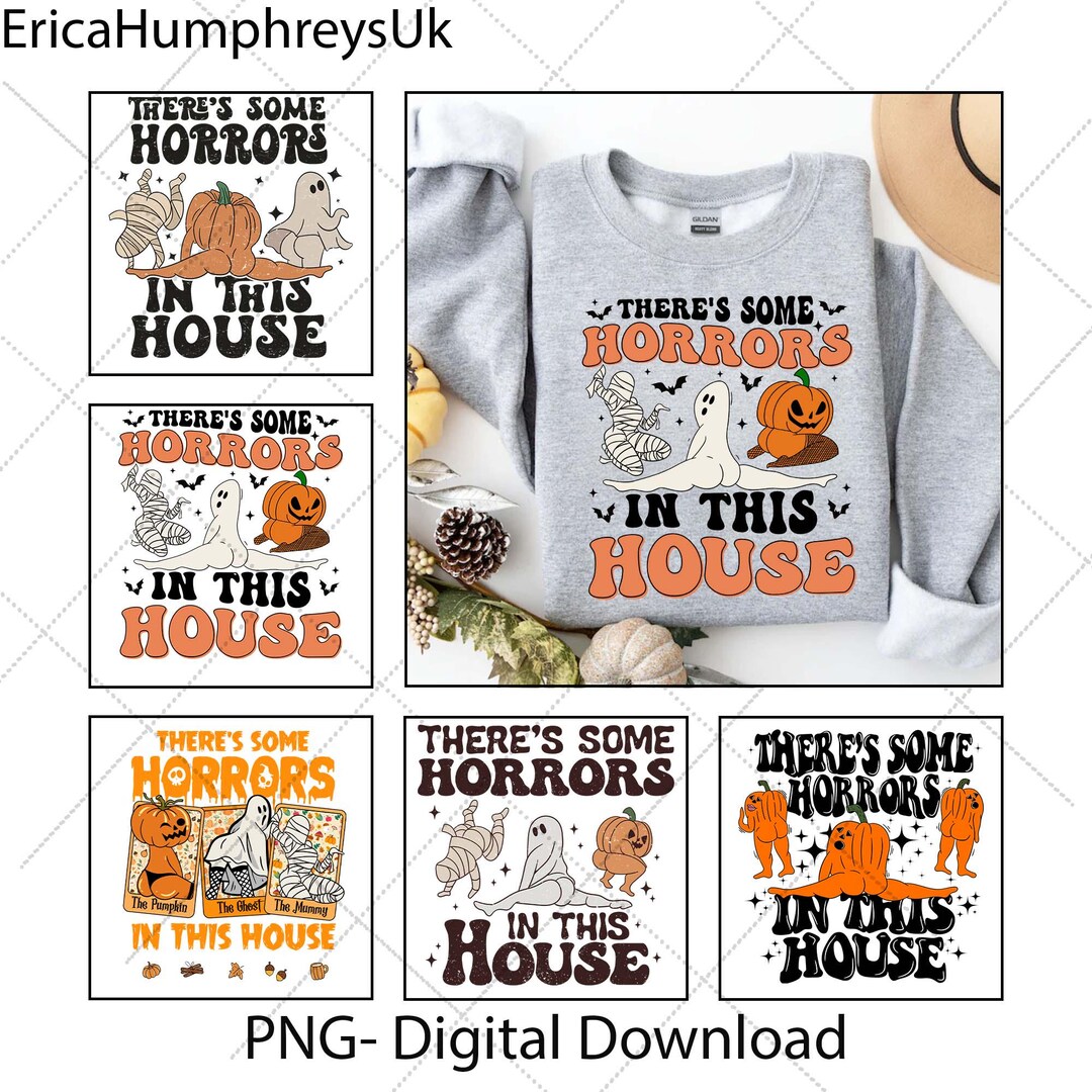 There's Some Horrors in This House Bundle Png, Halloween Png, Retro ...