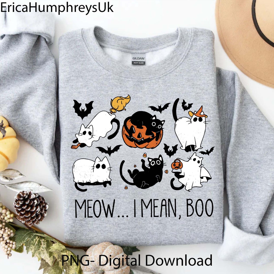 Meow I Mean Boo Png, Boo Spooky Cat Halloween Png, Funny Halloween ...